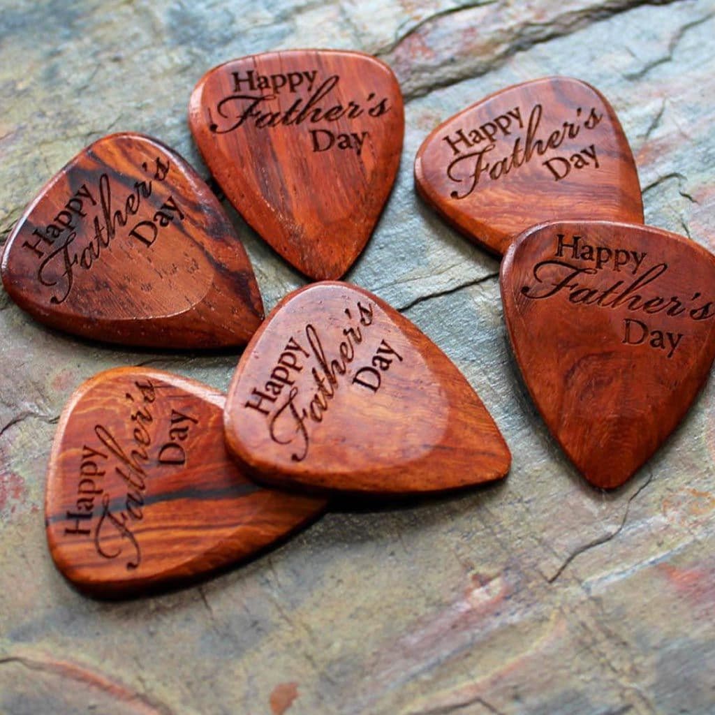 Happy Fathers Day Burma Padauk Guitar Pick - Timber Tones