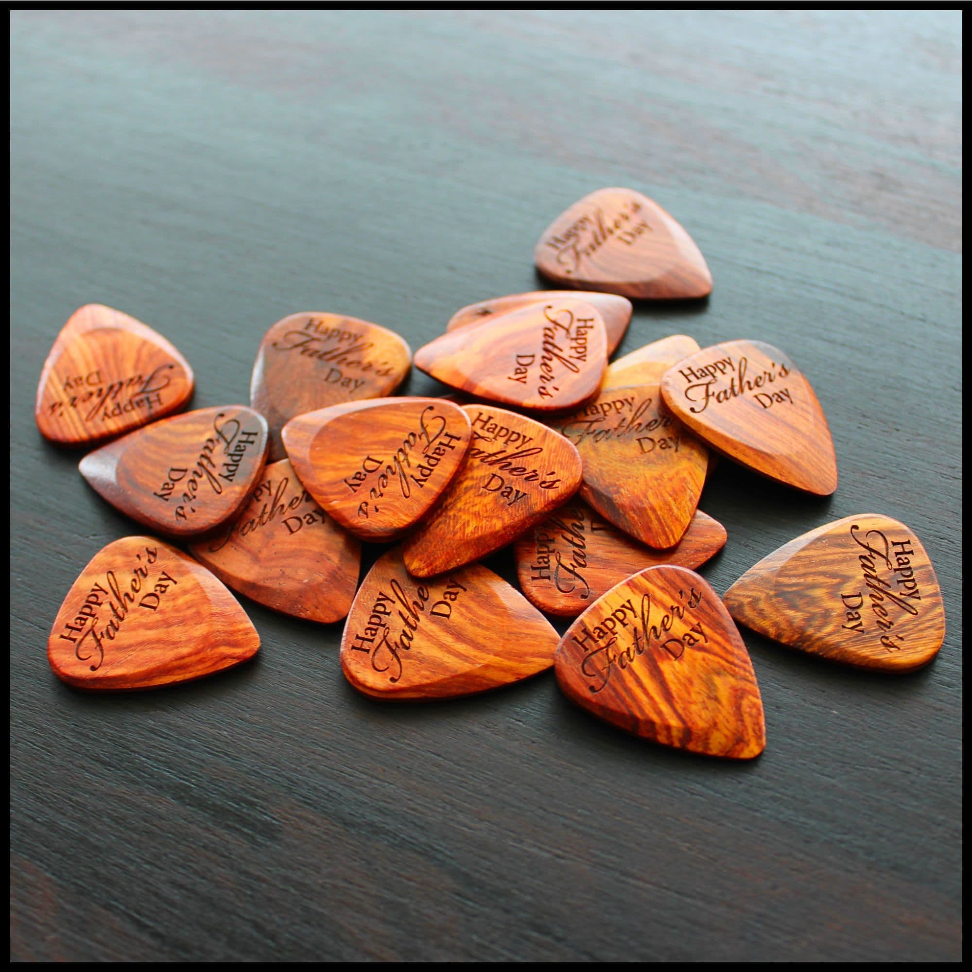 Happy Fathers Day Burma Padauk Guitar Pick - Timber Tones