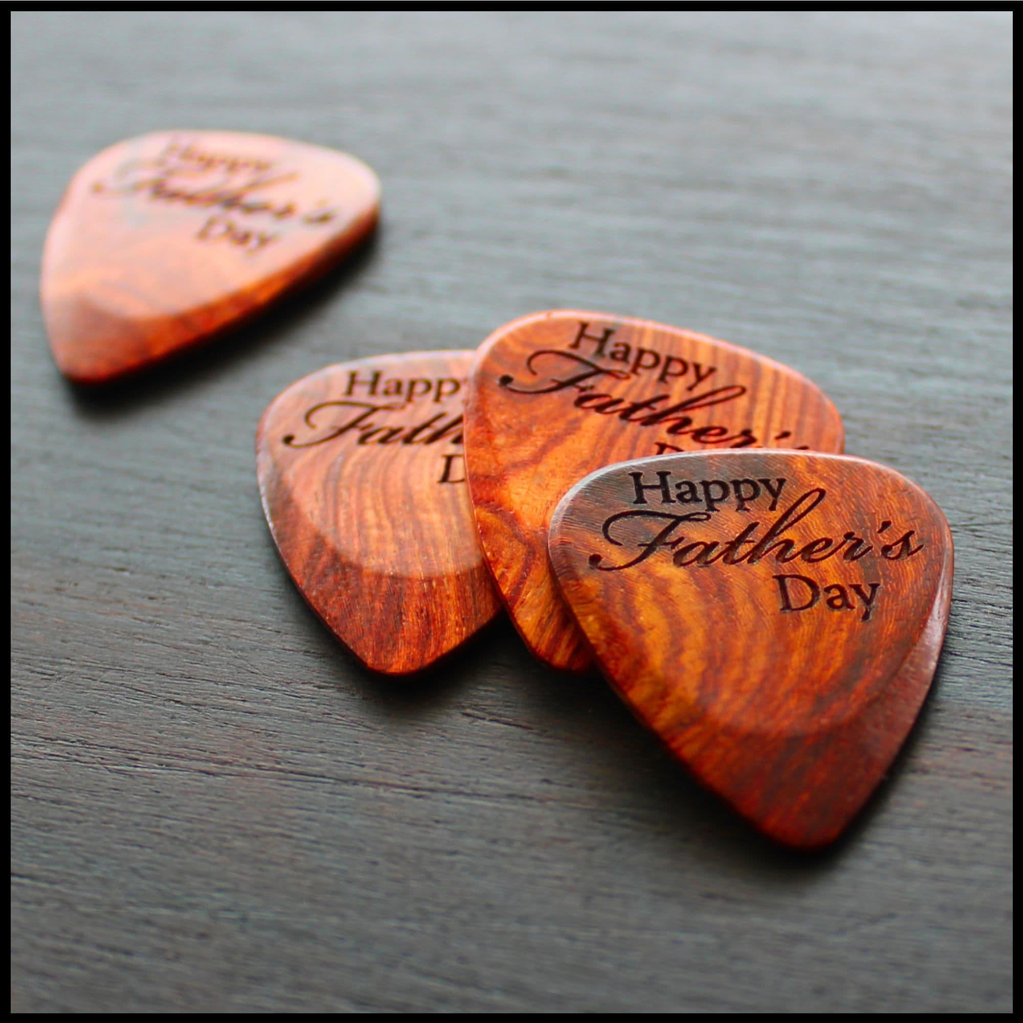 Happy Fathers Day Burma Padauk Guitar Pick - Timber Tones