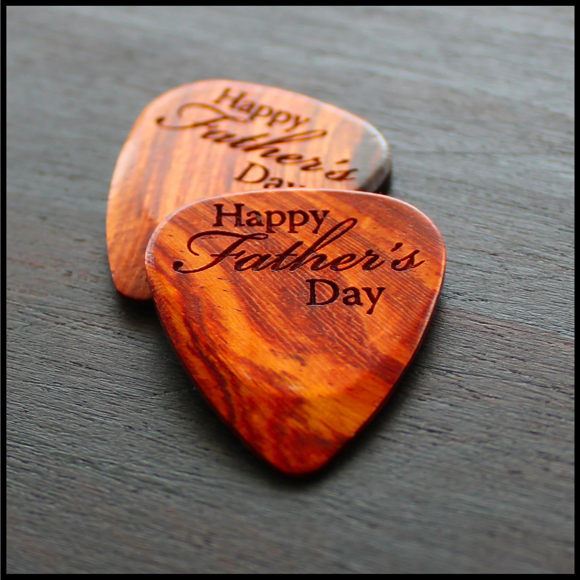 Happy Fathers Day Burma Padauk Guitar Pick - Timber Tones