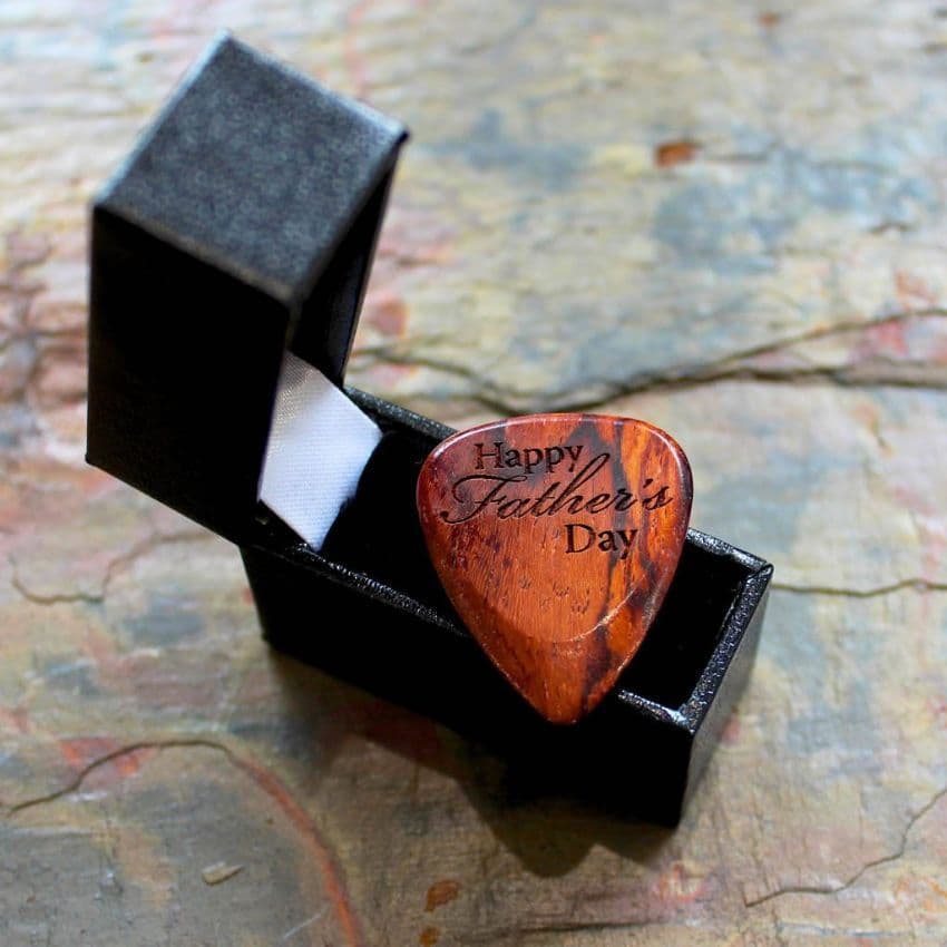 Happy Fathers Day Burma Padauk Guitar Pick - Timber Tones